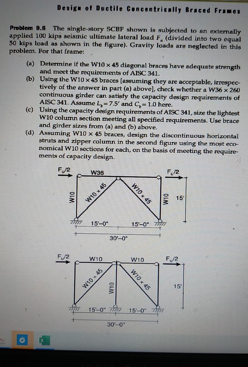 Solved Design of Ductile Concentrically Braced Frames | Chegg.com