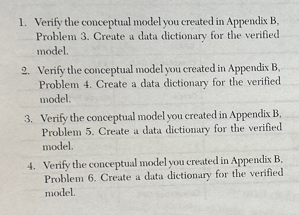 Solved Verify the conceptual model you created in Appendix | Chegg.com
