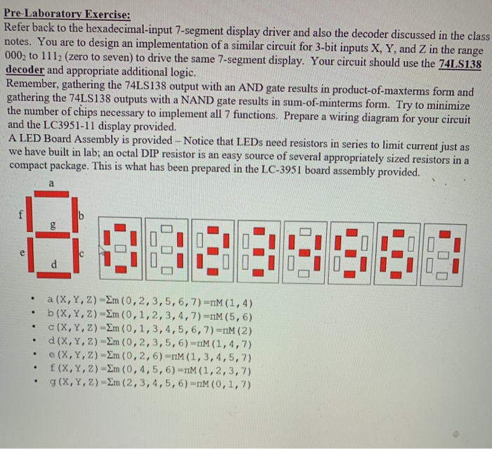 Solved Pre Laboratory Exercise: Refer back to the | Chegg.com