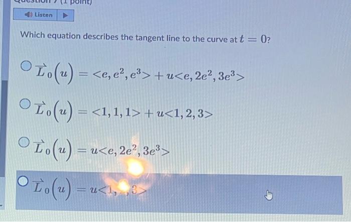 Solved Which Equation Describes The Tangent Line To The