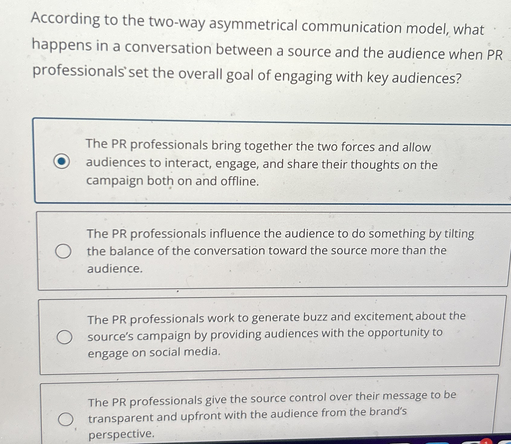 According to the two-way asymmetrical communication | Chegg.com