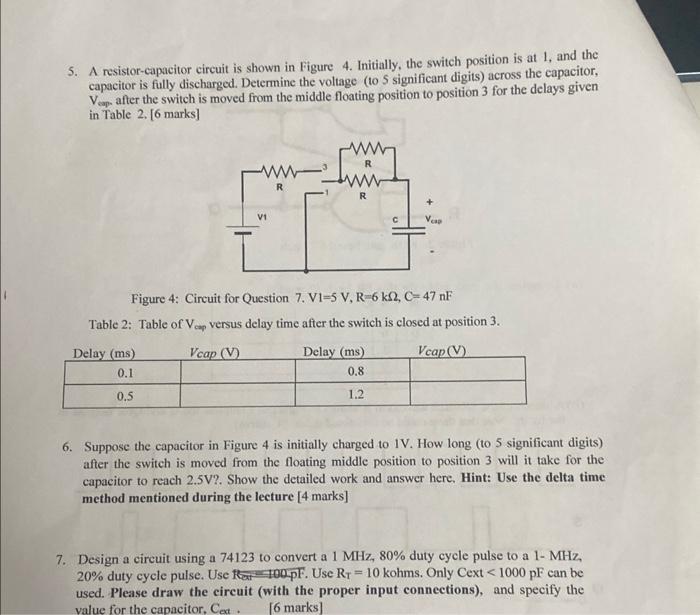 5. A resistor-capacitor circuit is shown in Figure 4. | Chegg.com