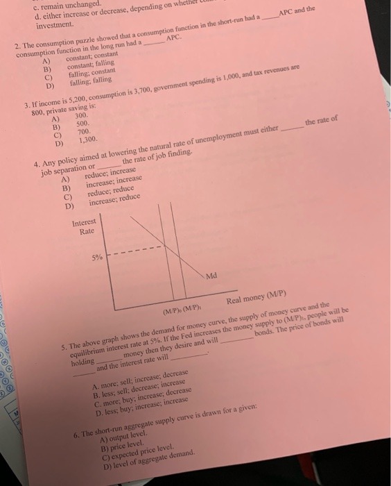 Solved c. remain unchanged. d. either increase or decrease, | Chegg.com