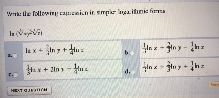 Solved Write the following expression in simpler logarithmic | Chegg.com