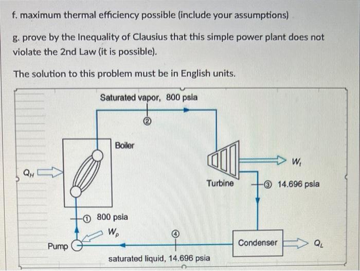Solved f. maximum thermal efficiency possible (include your | Chegg.com