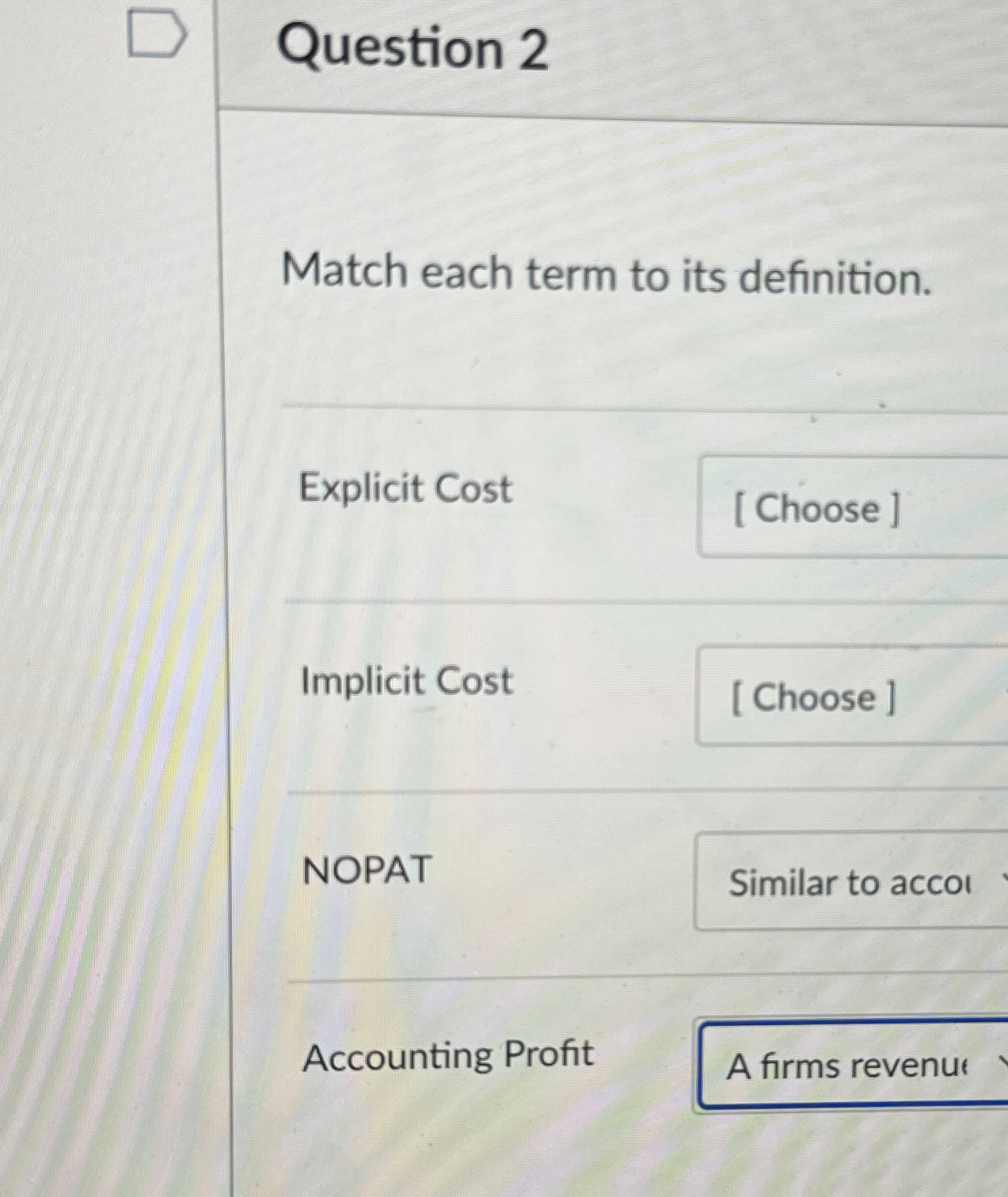 Solved Question 2Match each term to its definition.Explicit | Chegg.com