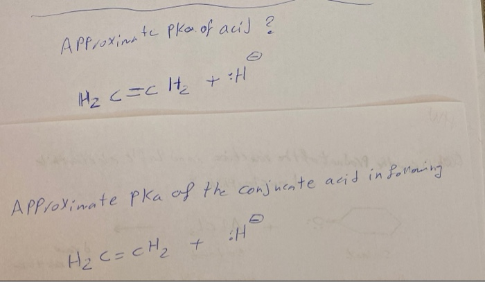 Solved Approximate Pk of acid ? H₂=CH2 + ²H Approximate pka | Chegg.com