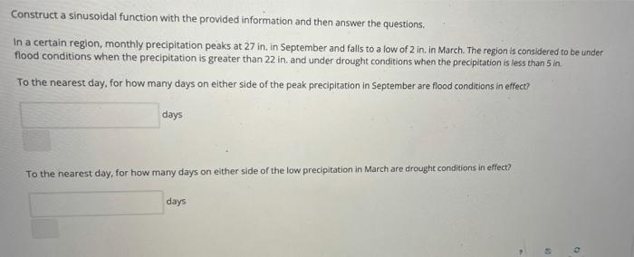 Solved Construct a sinusoidal function with the provided | Chegg.com