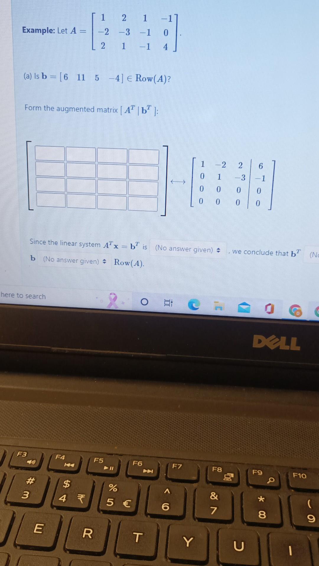 Solved Example: Let A=⎣⎡1−222−311−1−1−104⎦⎤. (a) Is | Chegg.com