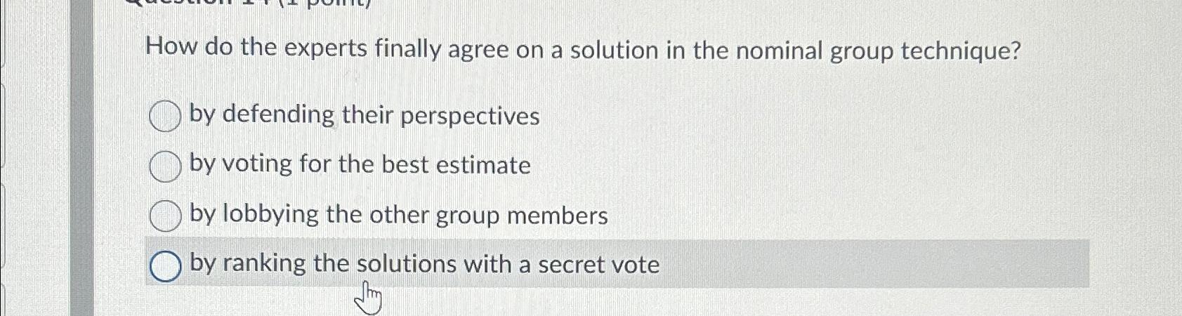 Solved How do the experts finally agree on a solution in the | Chegg.com