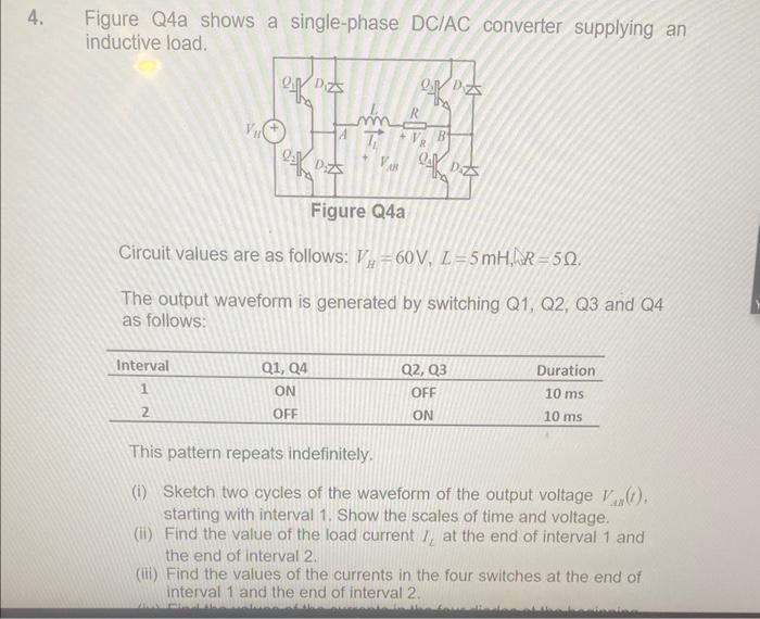Solved Figure Q4a Shows A Single Phase Dcac Converter S 