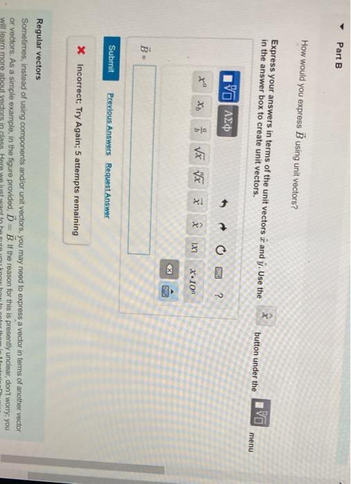 Part A Using component notation, enter the vector B | Chegg.com