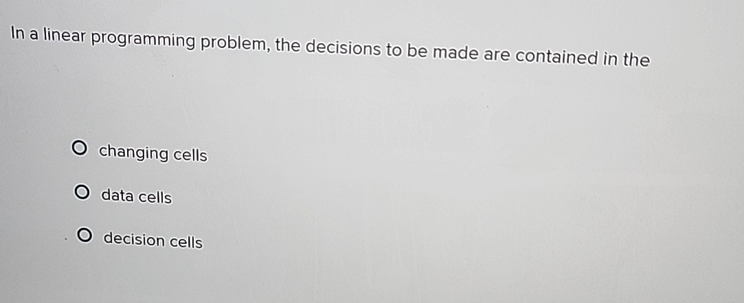 Solved In a linear programming problem, the decisions to be | Chegg.com