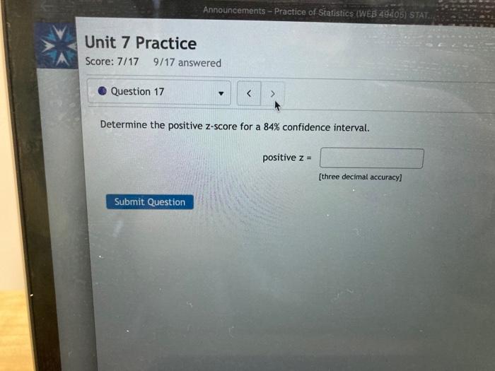 Solved Unit 7 Practice Score: 7/17 9/17 answered Question 14 | Chegg.com