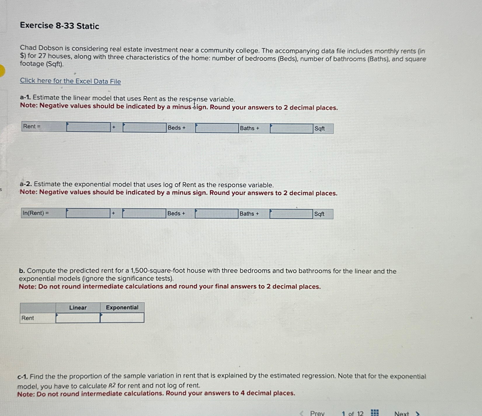 Solved Exercise 8-33 ﻿StaticChad Dobson is considering real | Chegg.com