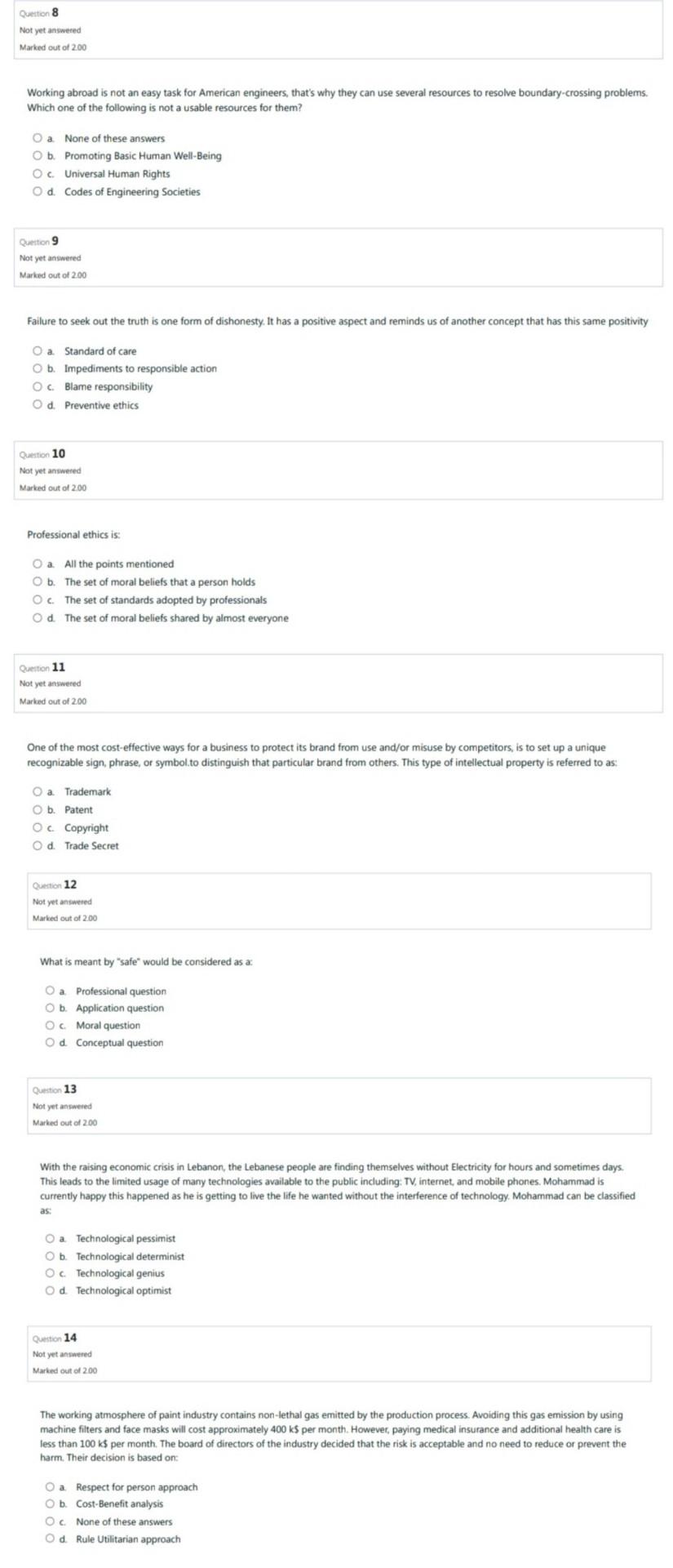Quick quick. Ethics | Chegg.com