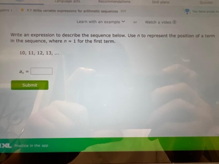 Solved Write an expression to describe the sequence below. | Chegg.com
