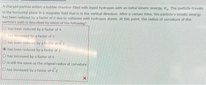 Solved A charged particle enters a bubble chamber filled | Chegg.com