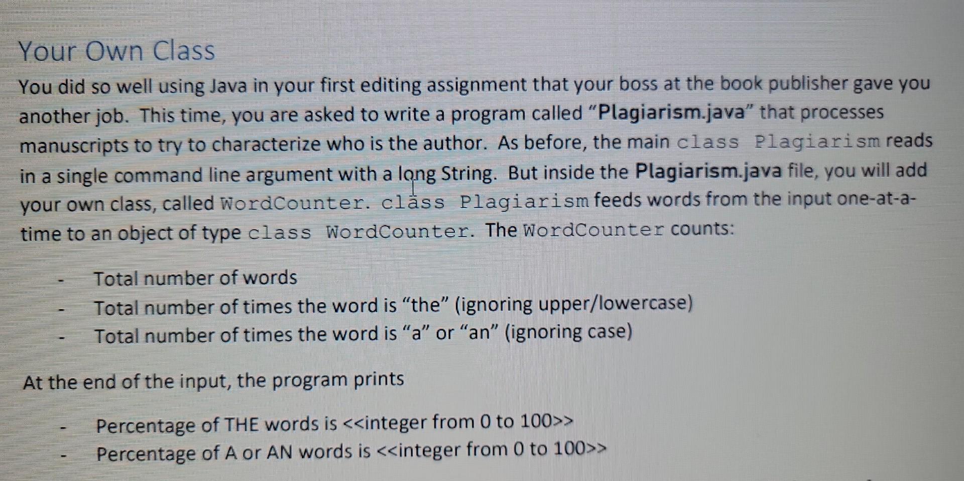 Solved Your Own Class You did so well using Java in your | Chegg.com