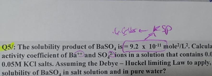 Solved The solubility product of BaSO, is = 9.2 x 10-11 | Chegg.com