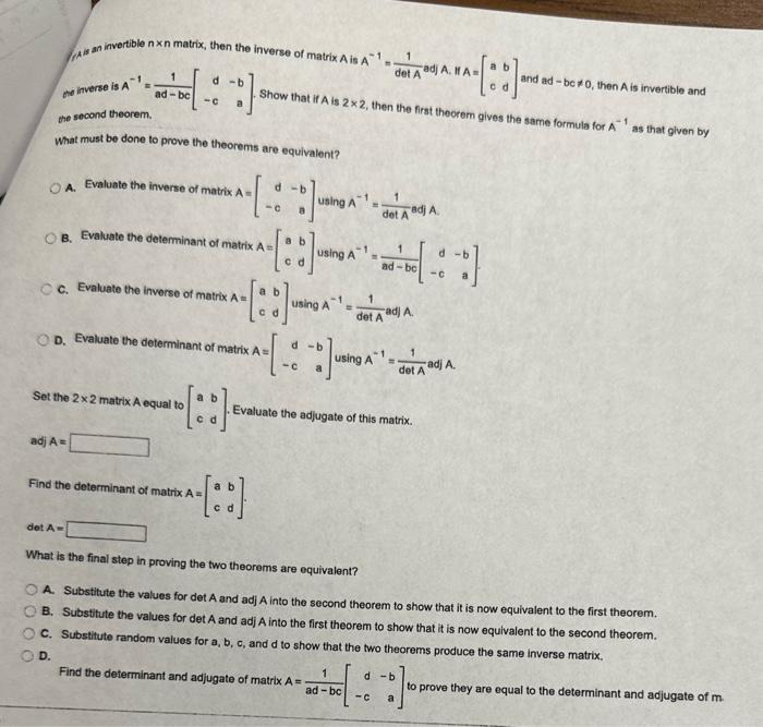 Solved Iis an invertible n×n matrix, then the inverse of | Chegg.com