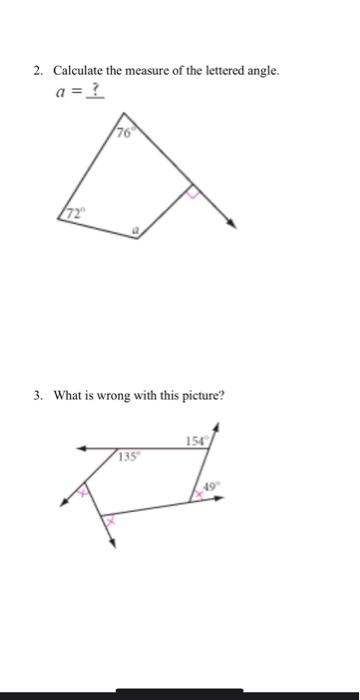 Solved 2. Calculate the measure of the lettered angle. 76 | Chegg.com