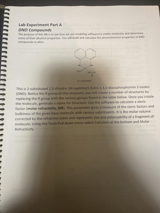 Solved Lab Experiment Part A DND Compounds The purpose of | Chegg.com