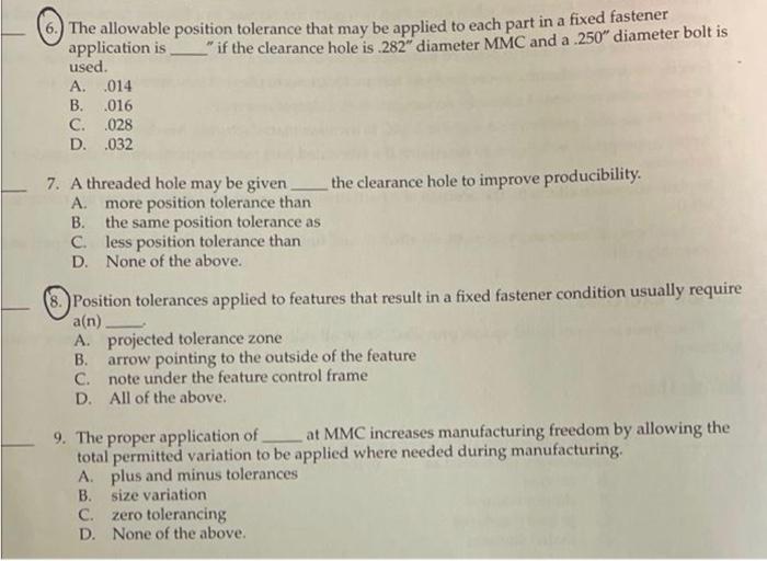 Solved The allowable position tolerance that may be applied | Chegg.com