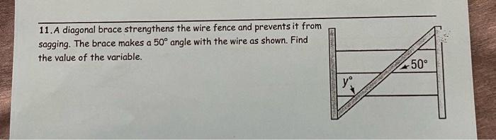 Solved 11. A diagonal brace strengthens the wire fence and | Chegg.com