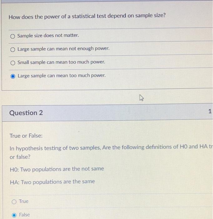 Solved How does the power of a statistical test depend on | Chegg.com