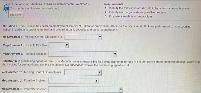 Solved Fach of the following situations reveals an internal | Chegg.com