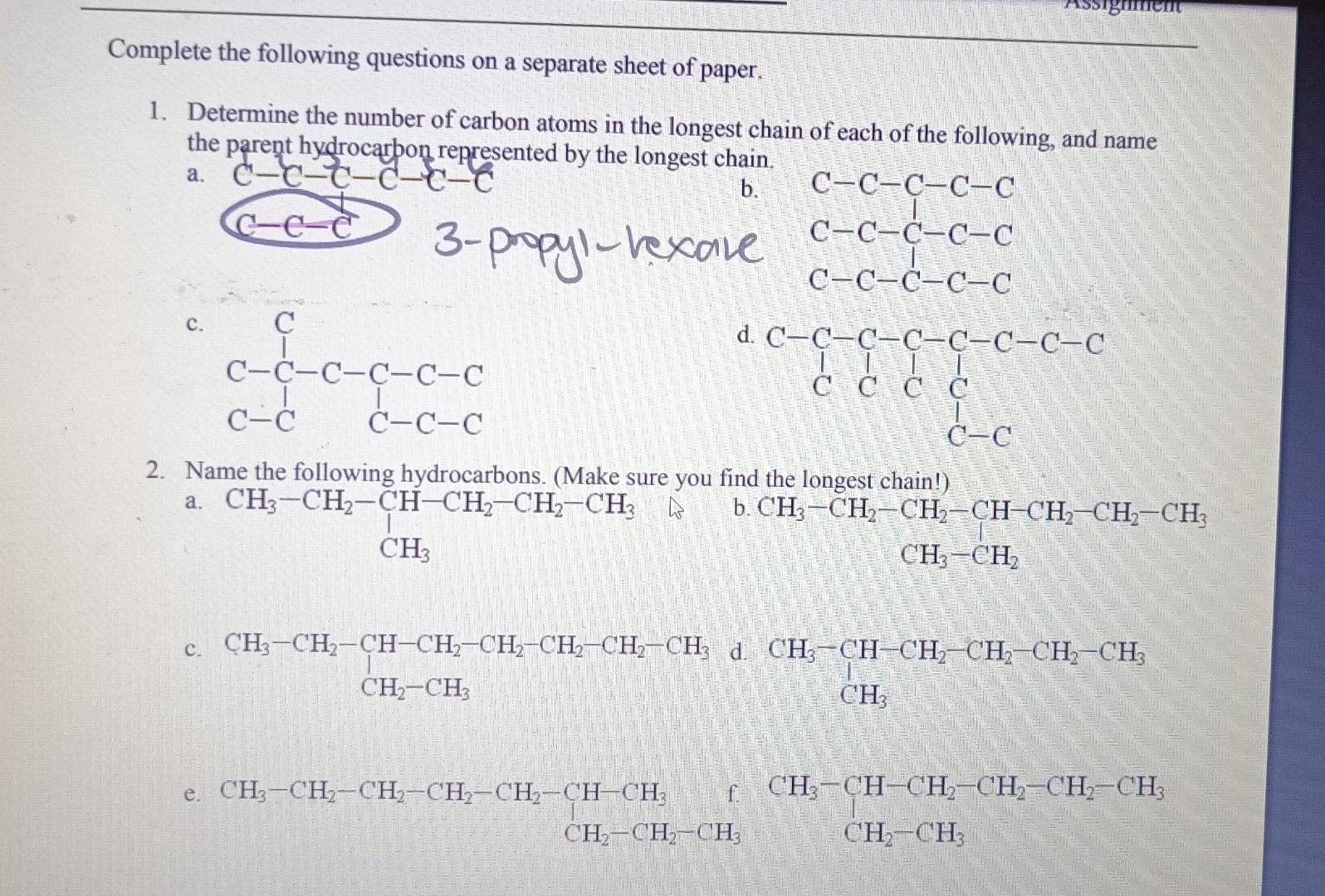 Solved Complete the following questions on a separate sheet | Chegg.com