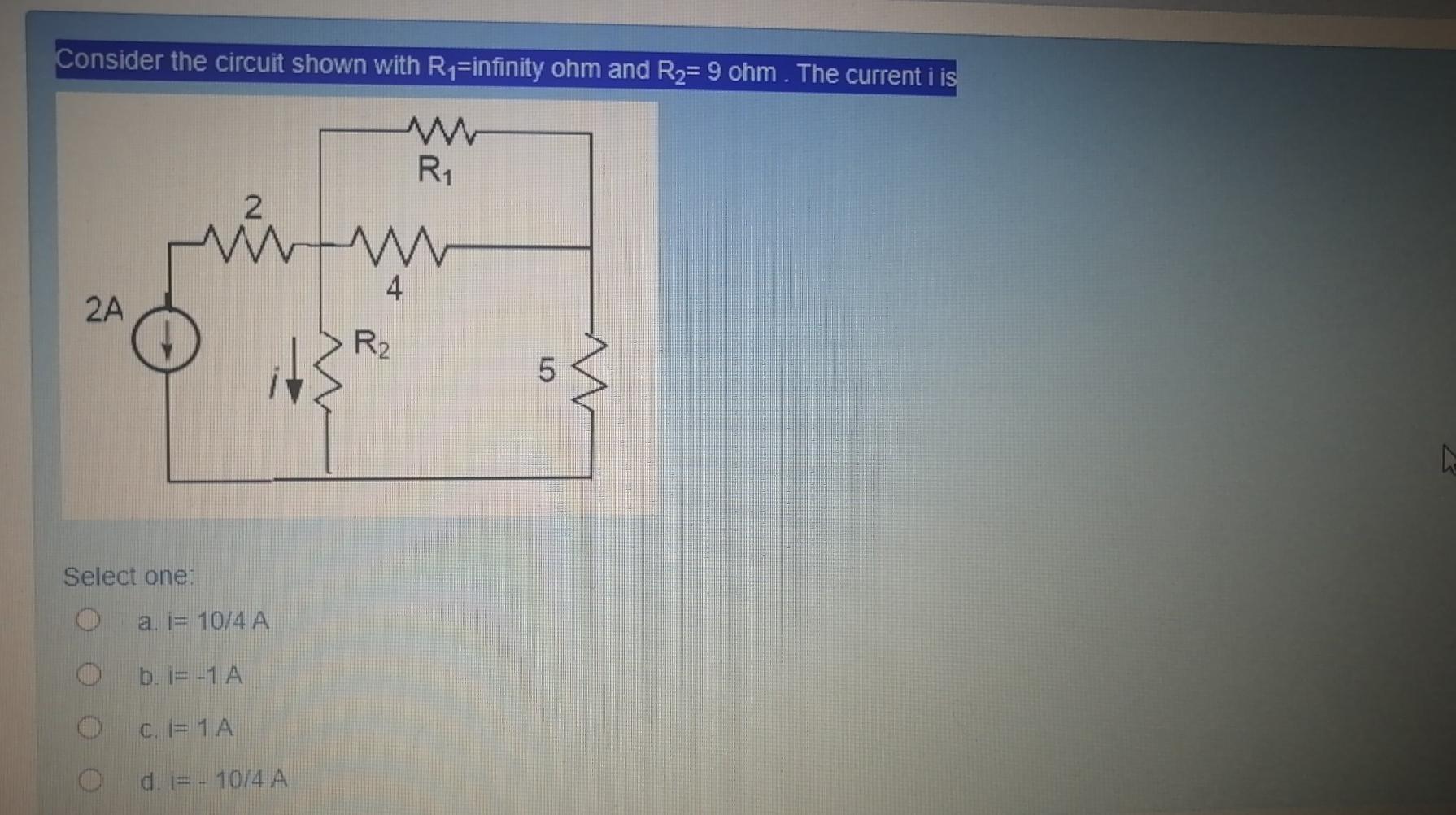 Solved Consider the circuit shown with R1=infinity ohm and | Chegg.com