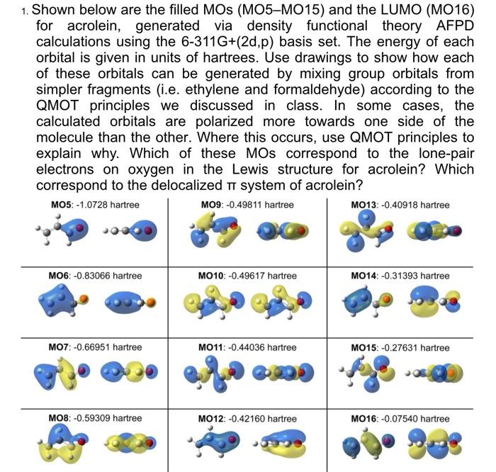 Solved 1. Shown below are the filled MOs (MO5-MO15) and the | Chegg.com
