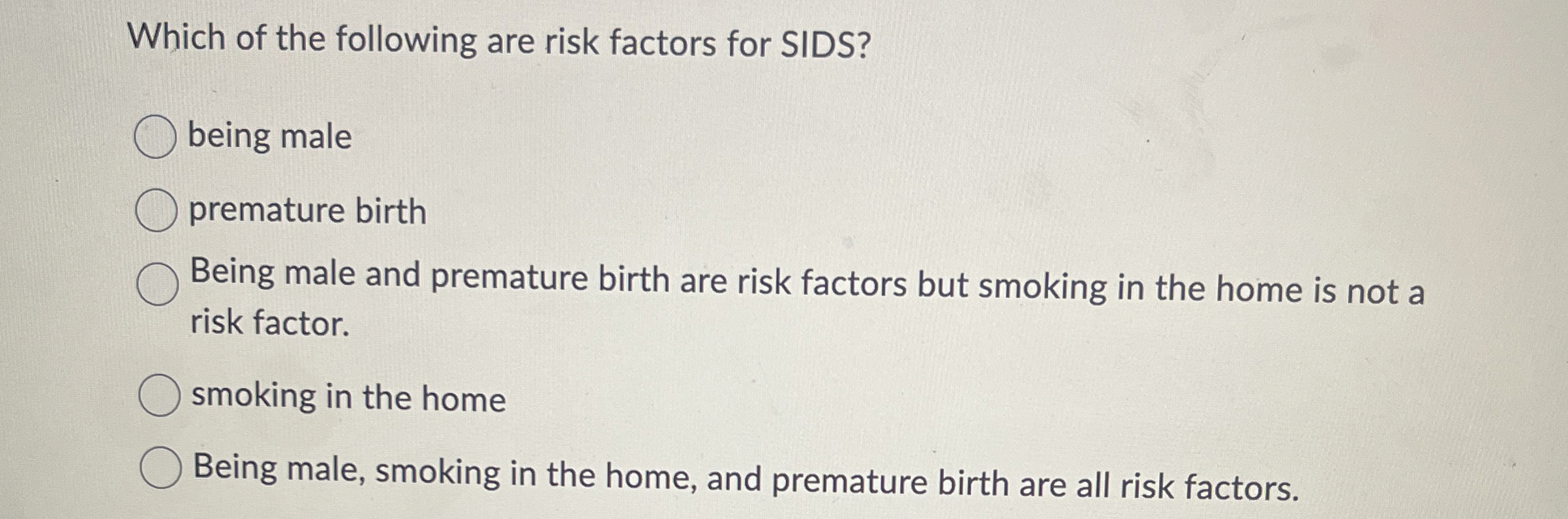 Solved Which of the following are risk factors for | Chegg.com