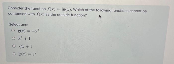 Consider the function f(x)=ln(x). Which of the | Chegg.com