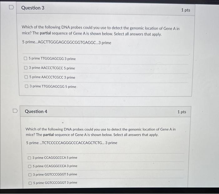 Solved Which of the following DNA probes could you use to | Chegg.com