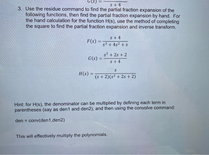S4 3 Use The Residue Command To Find The Partial