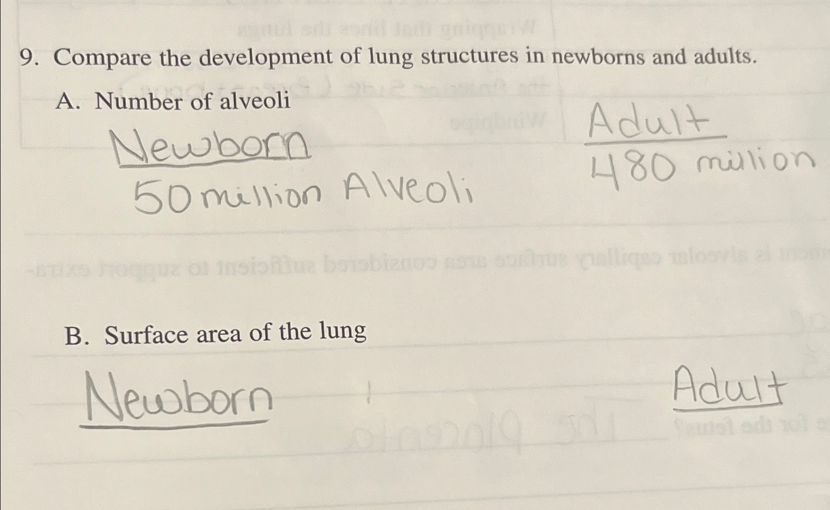Solved Compare the development of lung structures in | Chegg.com