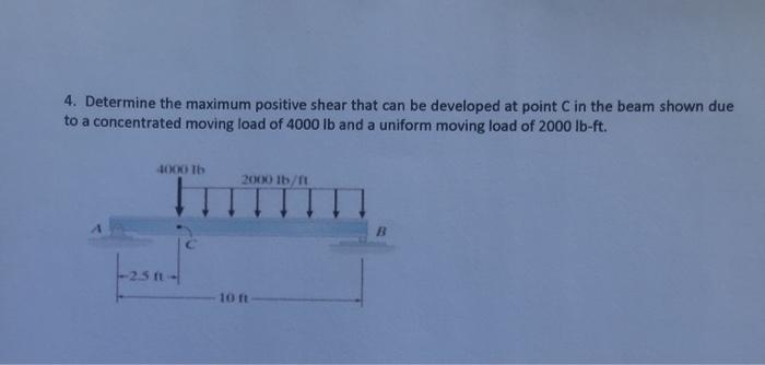 Solved 4. Determine the maximum positive shear that can be | Chegg.com