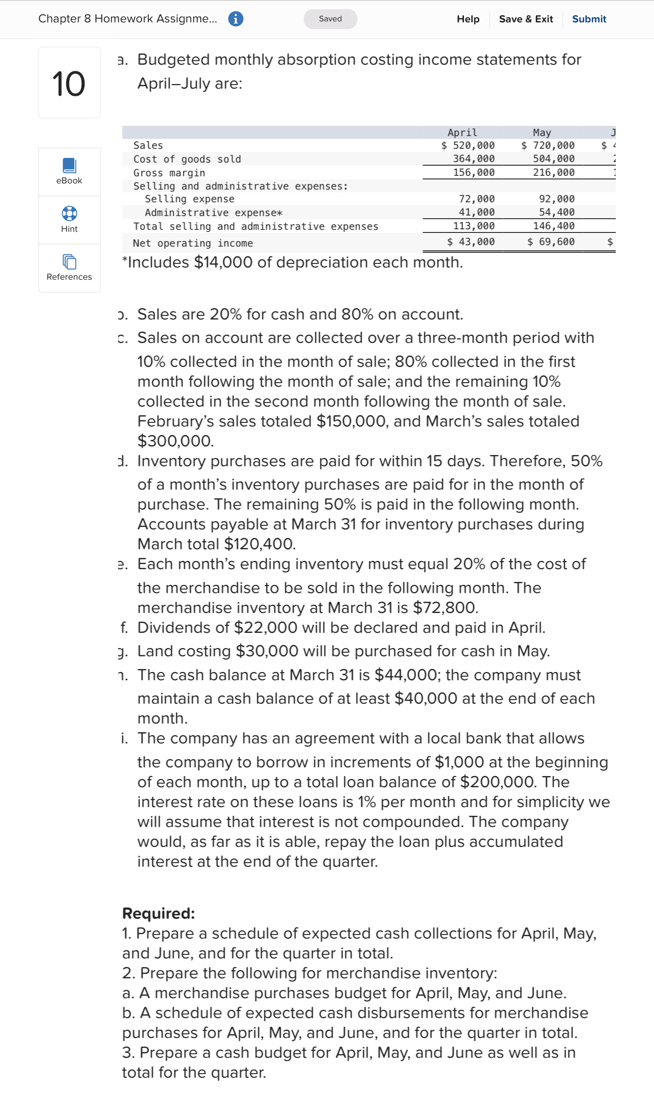Chapter 8 ﻿Homework Assignme...iSavedHelpSave & | Chegg.com