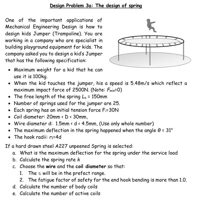 Design Problem 3a: The design of spring One of the | Chegg.com