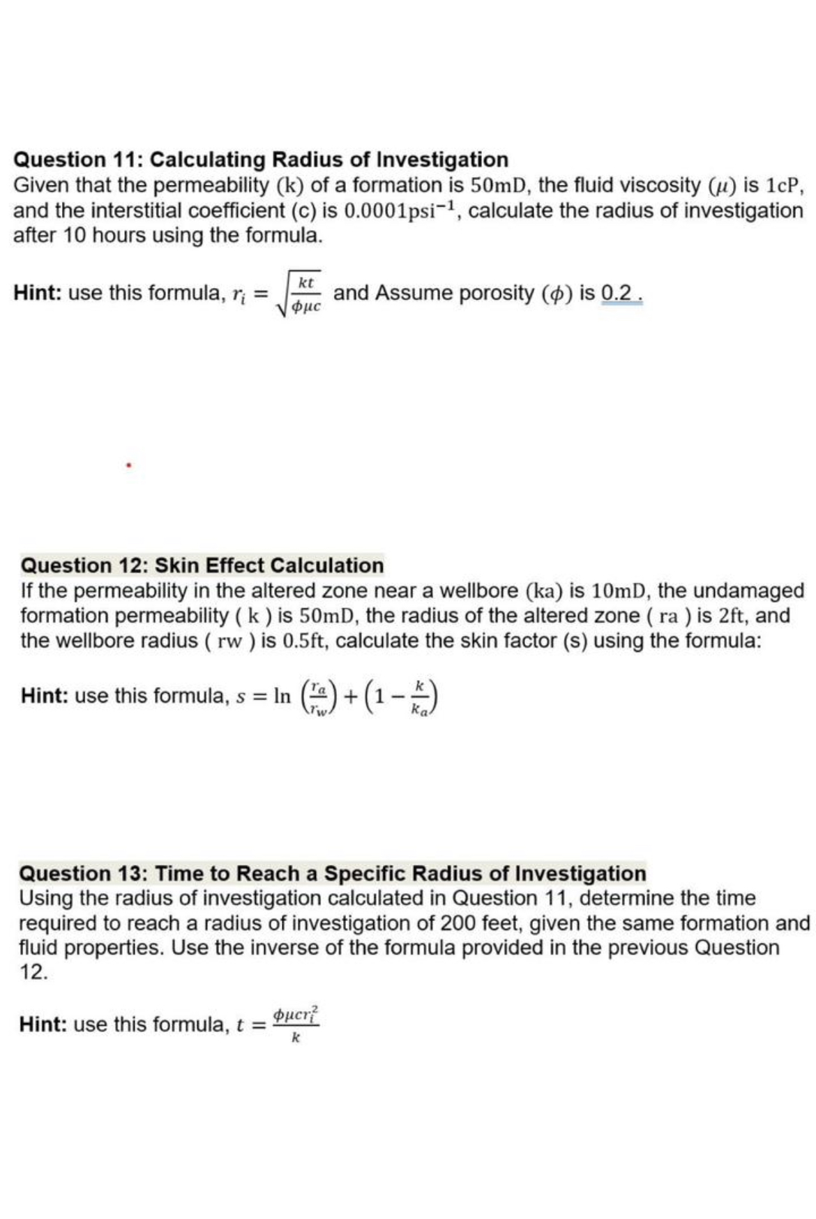 Solved Question 11: Calculating Radius of InvestigationGiven | Chegg.com
