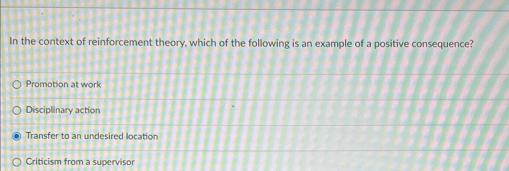 Solved In the context of reinforcement theory, which of the | Chegg.com