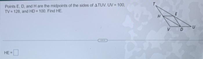 Solved Points E, D, and H are the midpoints of the sides of | Chegg.com