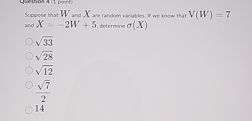 Solved Suppose that W ﻿and x ﻿are random variables. If we | Chegg.com