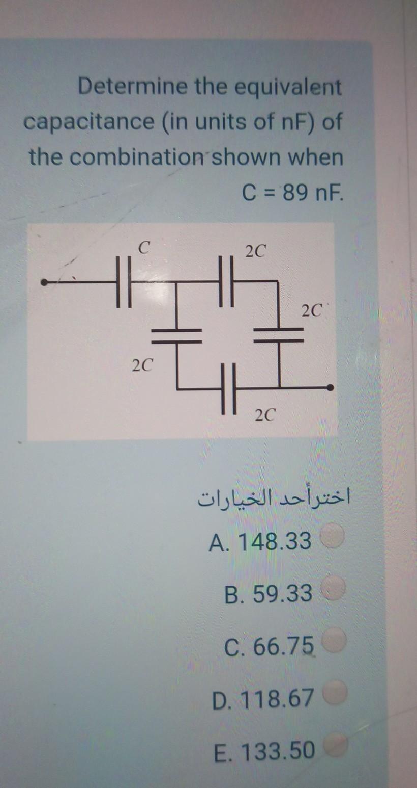 Solved Determine the equivalent capacitance (in units of nF) | Chegg.com