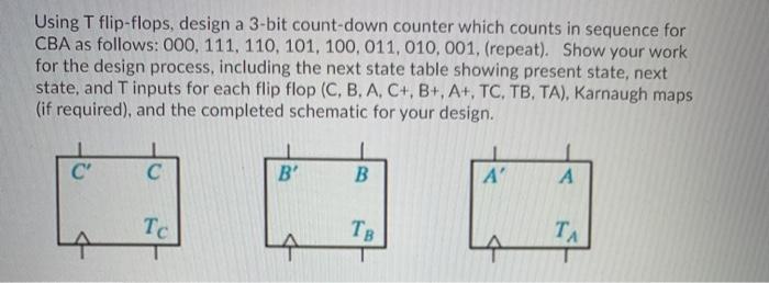 Solved Using T flip-flops, design a 3-bit count-down counter | Chegg.com