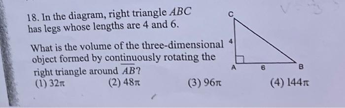 Solved 18. In the diagram, right triangle ABC has legs whose | Chegg.com