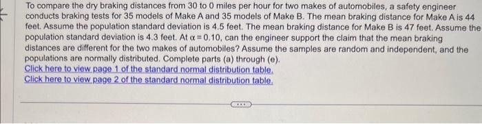 Solved To compare the dry braking distances from 30 to 0 | Chegg.com